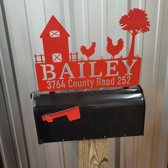 Accents | Custom Red And Black Mailbox With Farm Design | Poshmark